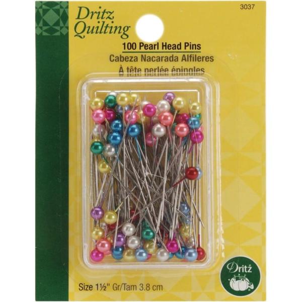 Dritz 3037 Long Pearlized Pins, 1-1/2-Inch, Assorted Colors (100-Count ...
