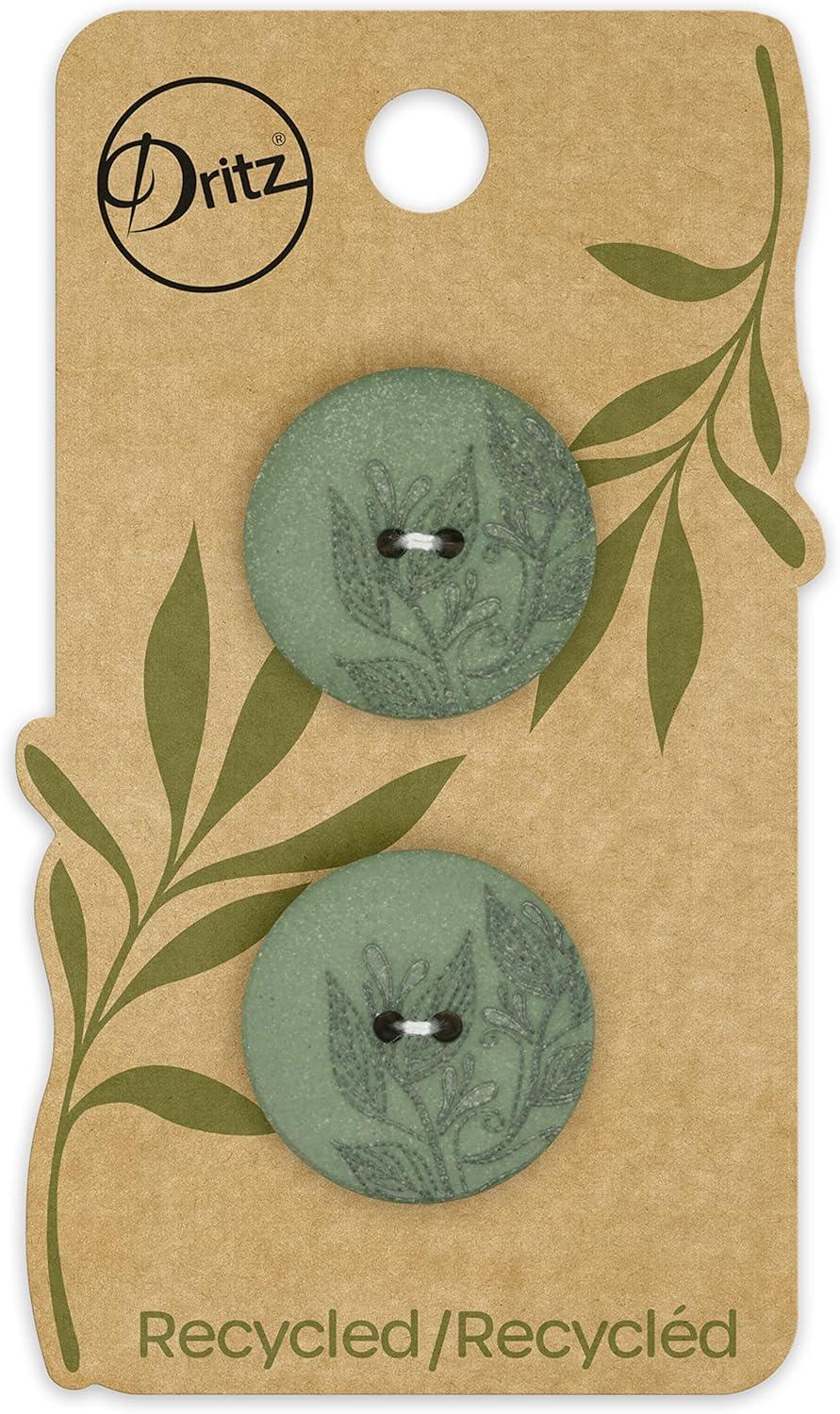 Dritz Round Floral, 23mm, Dark Green, 6 Recycled Hemp Buttons, 23 mm, 6 ...